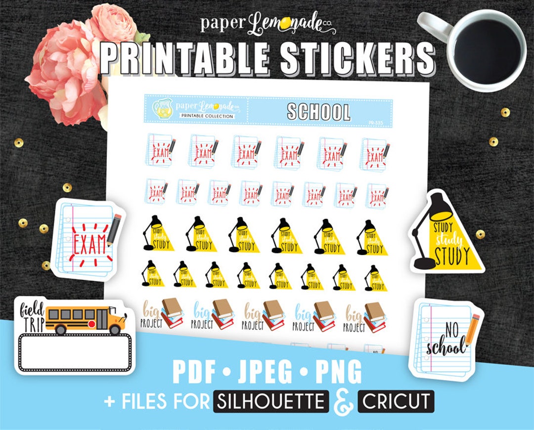 Printable Planner Stickers School Stickers Exam Reminders No School Day ...