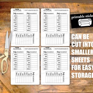 Body Measurements PRINTABLE Stickers for Your Planner or Notebook - Etsy