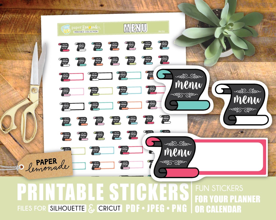 Printable Menu Stickers for Meal Planning in Your Planner - Etsy