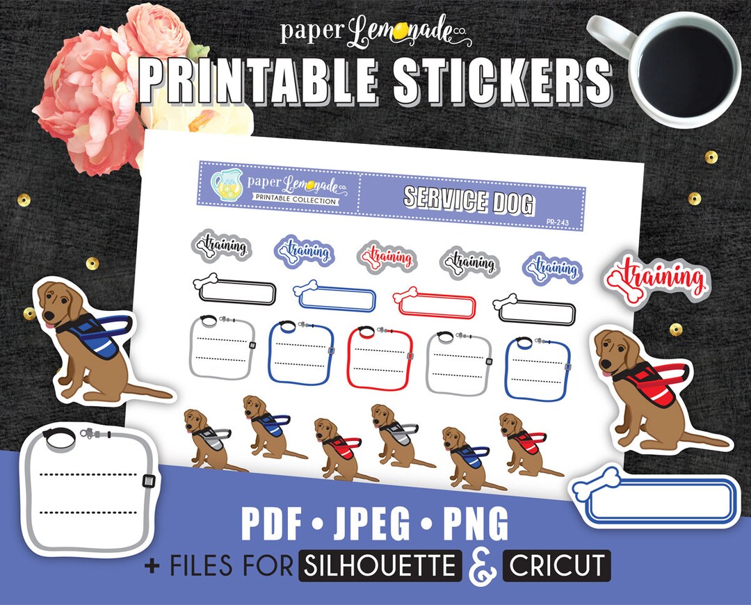 Service Dog Printable Stickers for Your Planner, Travellers Notebook ...