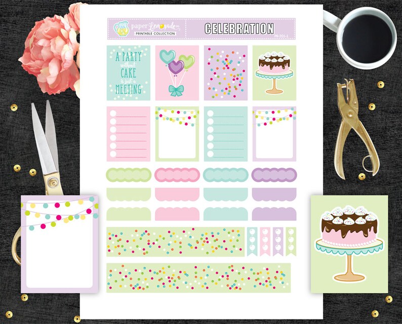 Printable Stickers Weekly Kit Celebration Planner Stickers | Etsy