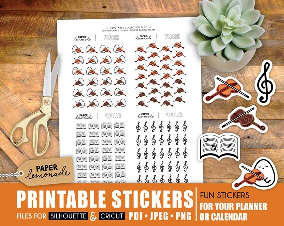Violin Lessons Printable Planner Stickers Schmoo | Etsy