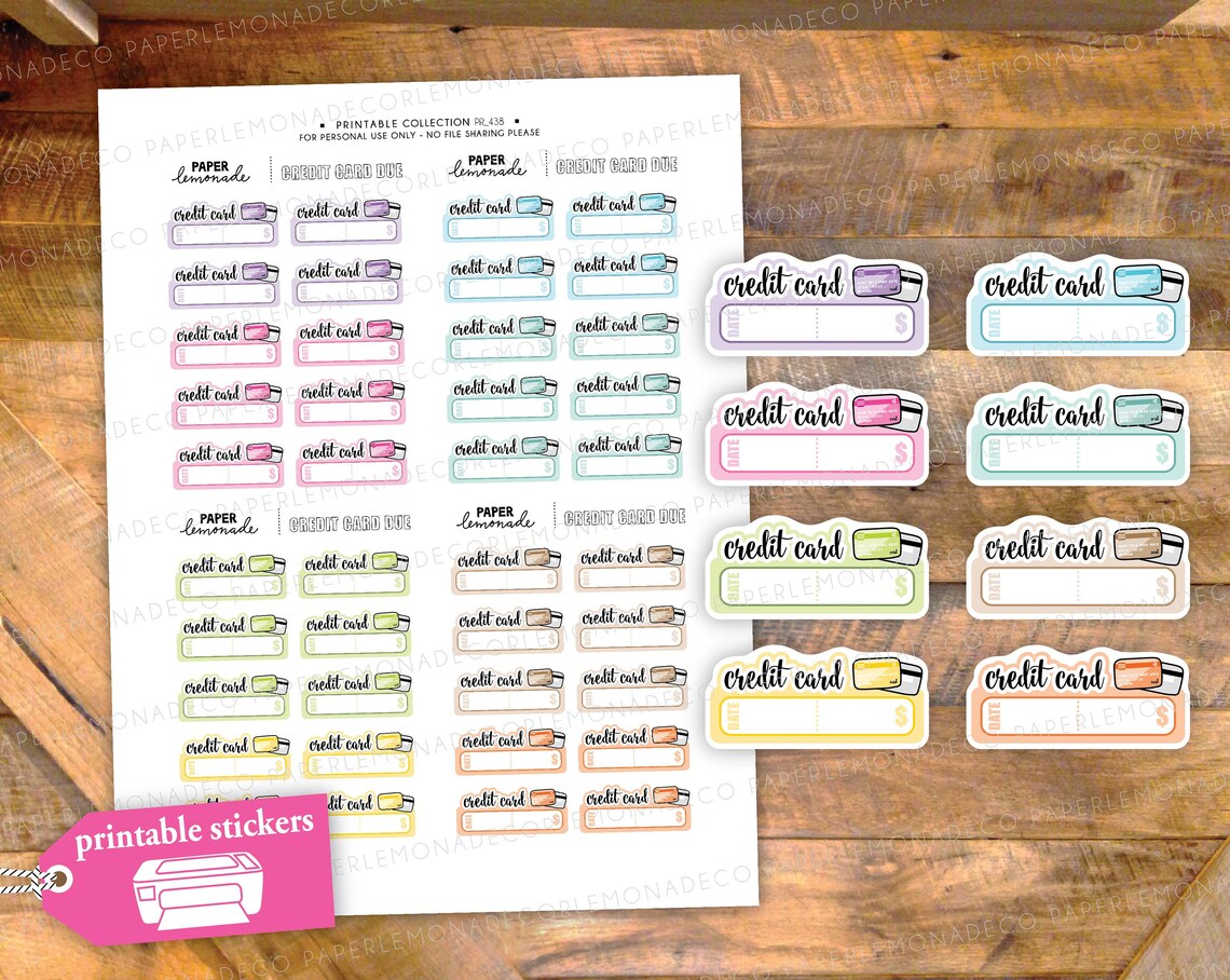 Credit Card Due Printable Stickers Payment Reminder for Your | Etsy