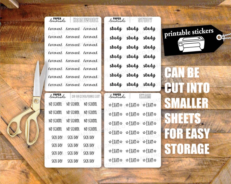 School Script PRINTABLE Stickers for Your Planner Including: - Etsy