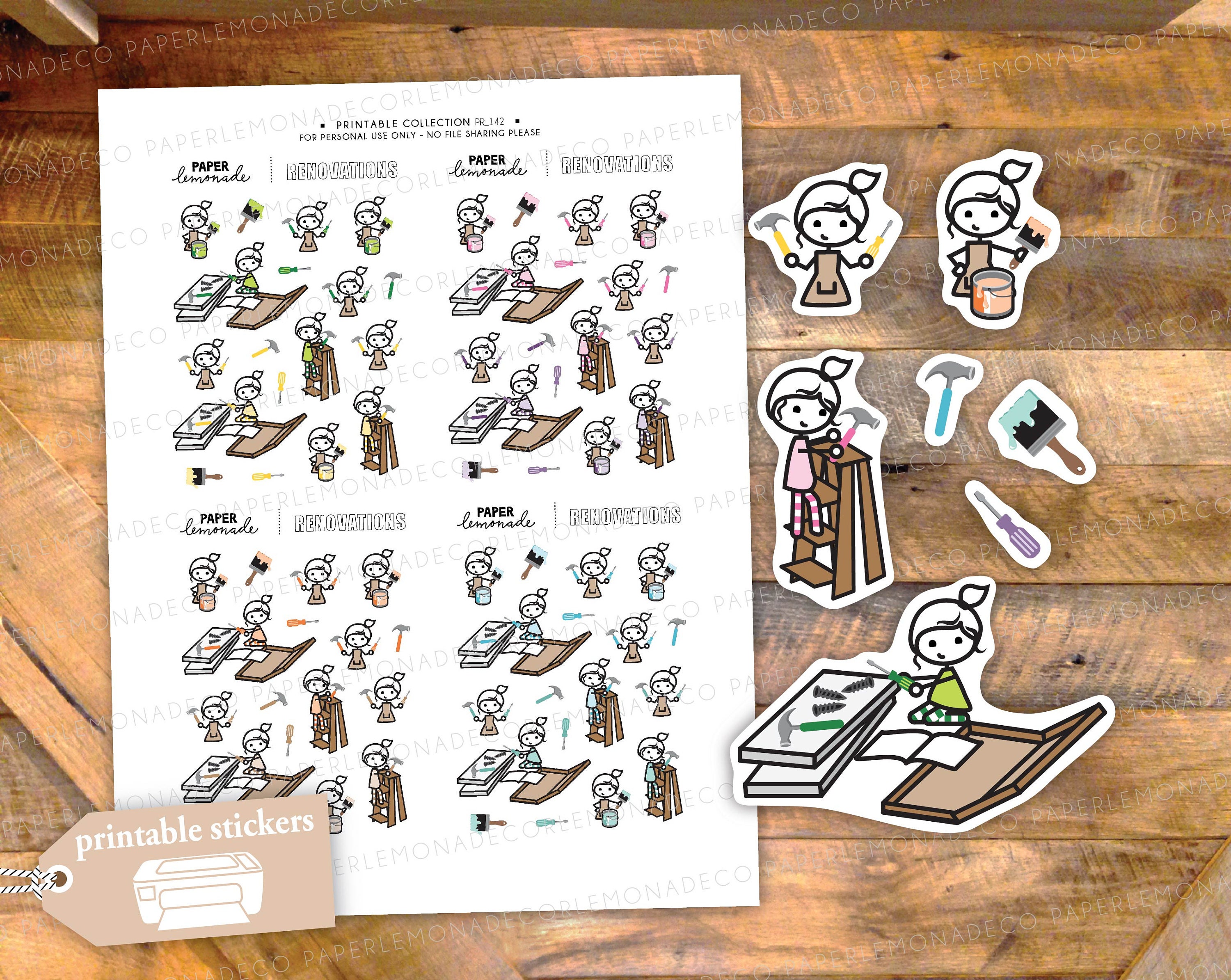 Handyman Printable Stickers Home Renovations Such as Painting Walls or ...