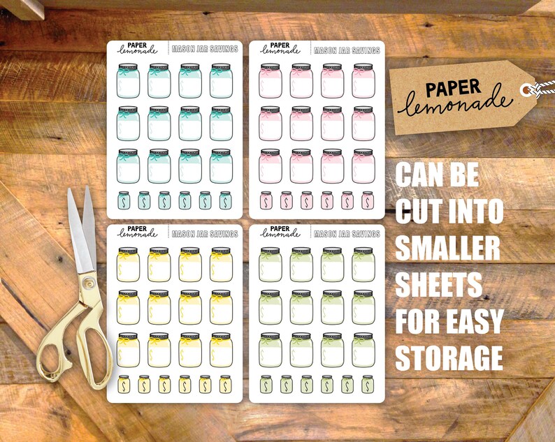 Savings Stickers Printable Planner Stickers Mason Jar Savings - Etsy