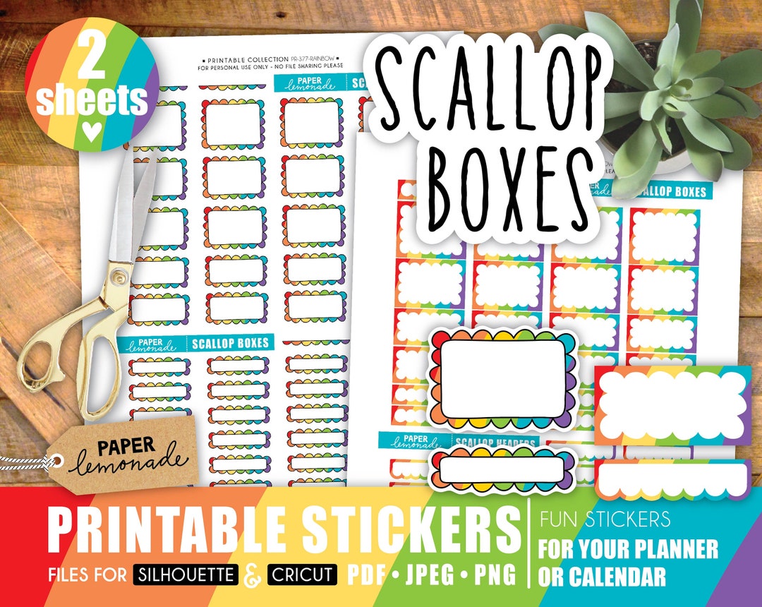 Printable Rainbow Scallop Boxes for Your Planner Essentials Functional ...