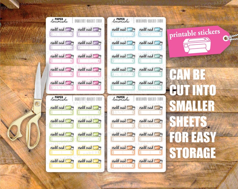 Credit Card Due Printable Stickers Payment Reminder for Your - Etsy