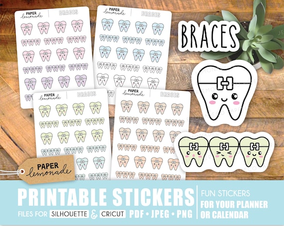 Printable Brace Stickers Orthodontics Appointment Reminders - Etsy