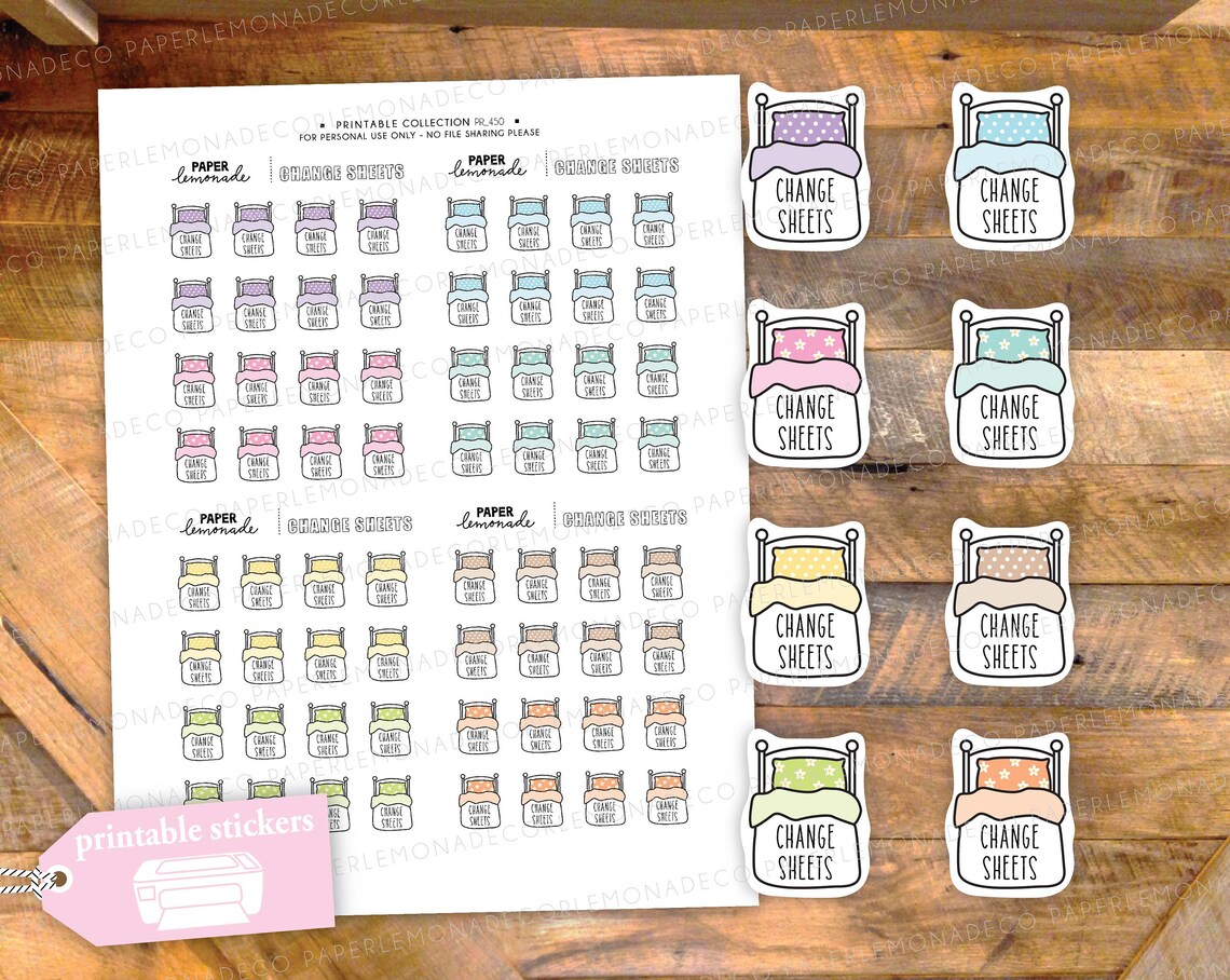 Change Sheets PRINTABLE Planner Stickers Bed Icon - Etsy