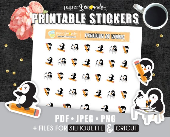 Printable Stickers Penguin at Work Stickers Penguin Doing | Etsy
