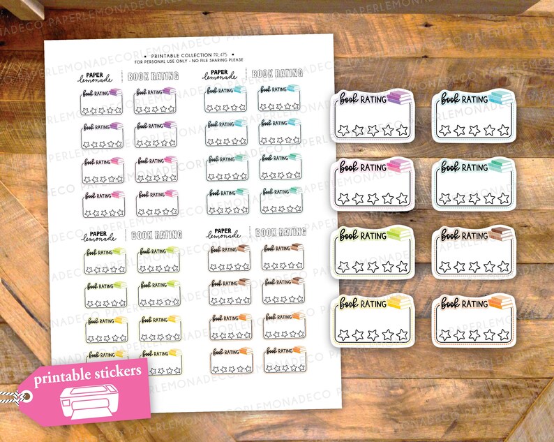 Book Rating Printable Stickers PR_475 - Etsy