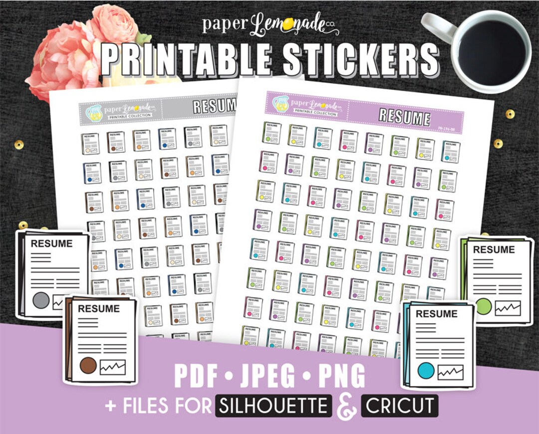 Printable Stickers Resume Stickers Job Hunting Printable Stickers Job ...