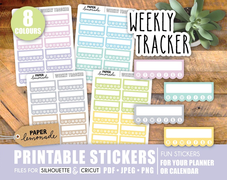 Weekly Tracker PRINTABLE Stickers for Your Planner in Pastel - Etsy