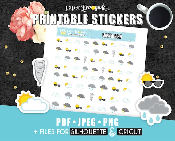 Printable Stickers Weather Stickers Printable Weather Forecast | Etsy