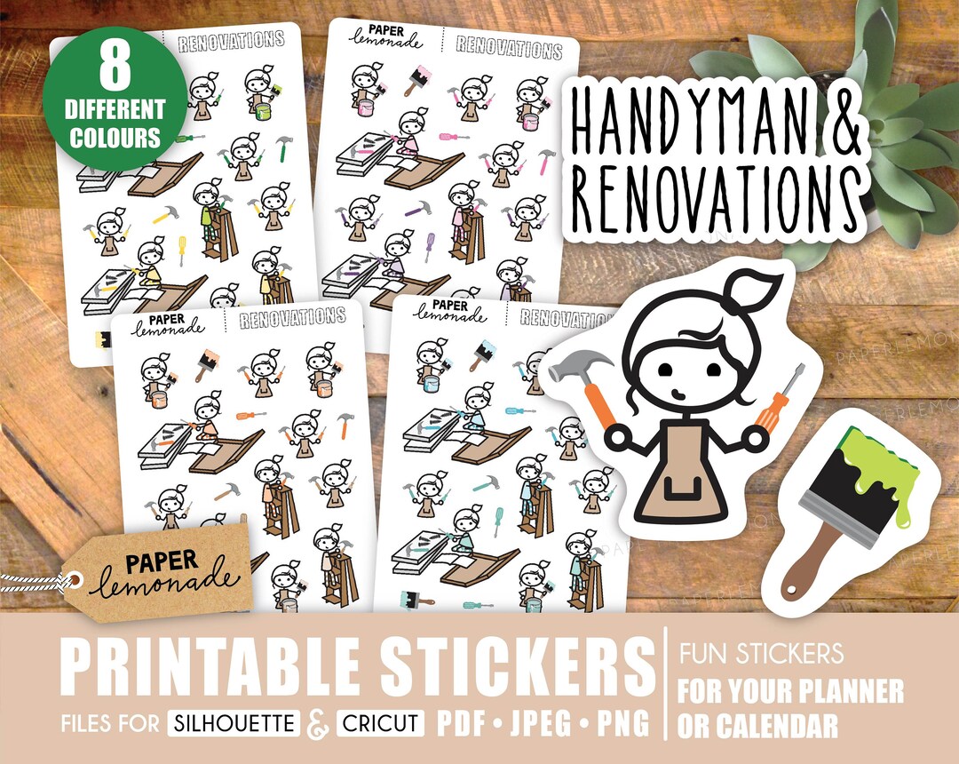 Handyman Printable Stickers Home Renovations Such as Painting Walls or ...