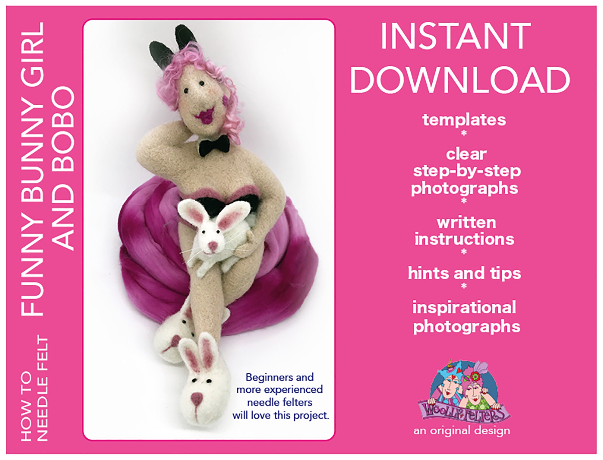 Needle Felting Tutorial, Funny Bunny Girl, Needle Felting Templates ...
