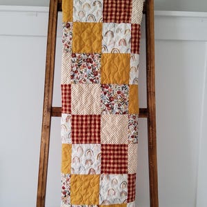Handmade Baby Girl Quilt With Rustic Fall Colors, Gold, Rust, Floral ...