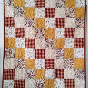 Handmade Baby Girl Quilt With Rustic Fall Colors, Gold, Rust, Floral ...