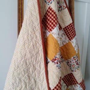 Handmade Baby Girl Quilt With Rustic Fall Colors, Gold, Rust, Floral ...