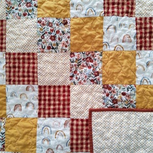 Handmade Baby Girl Quilt With Rustic Fall Colors, Gold, Rust, Floral ...