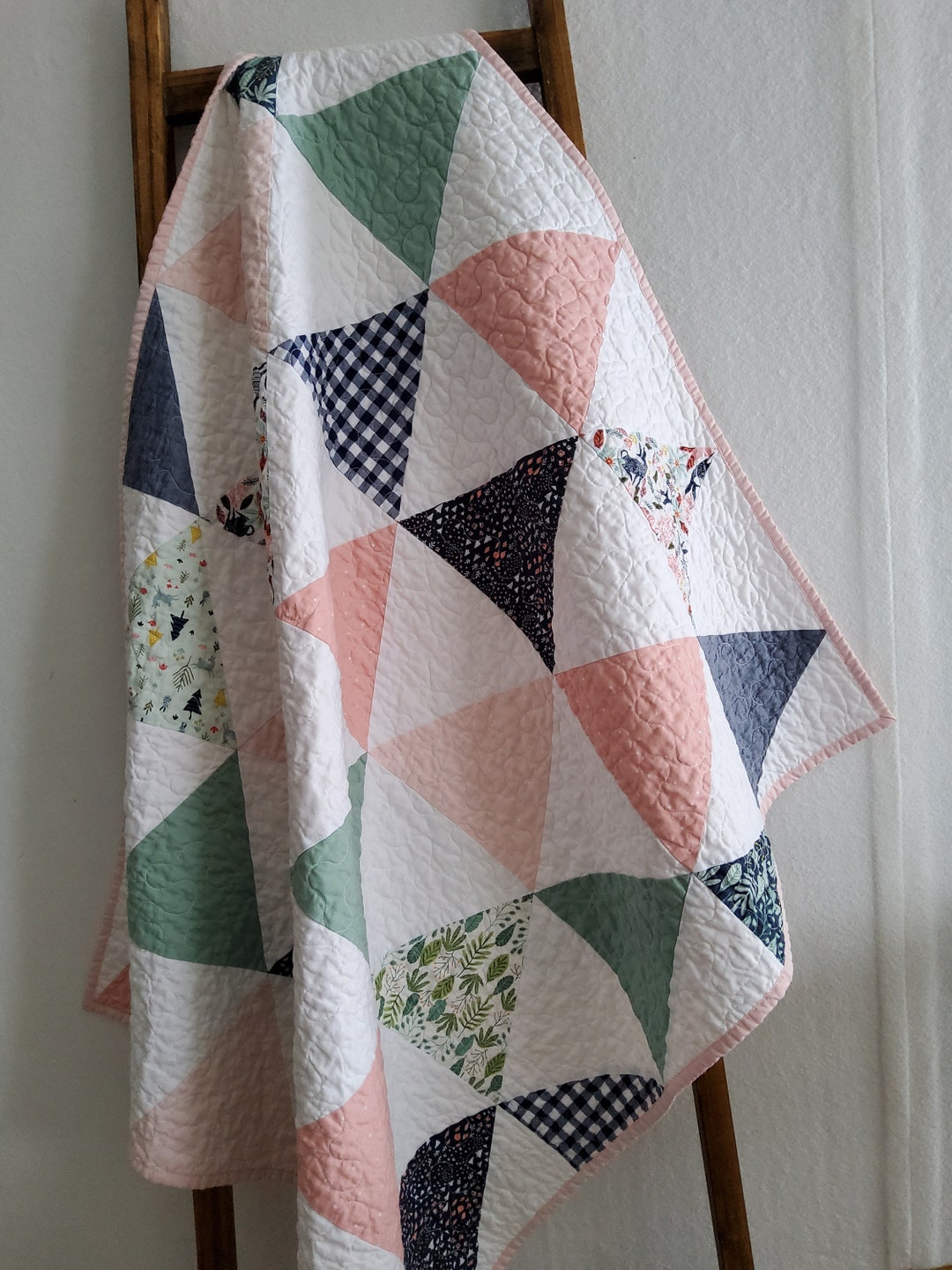 Handmade Baby Girl Quilt, Patchwork Quilt With Woodland Floral and ...
