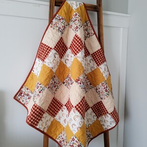 Handmade Baby Girl Quilt With Rustic Fall Colors, Gold, Rust, Floral ...