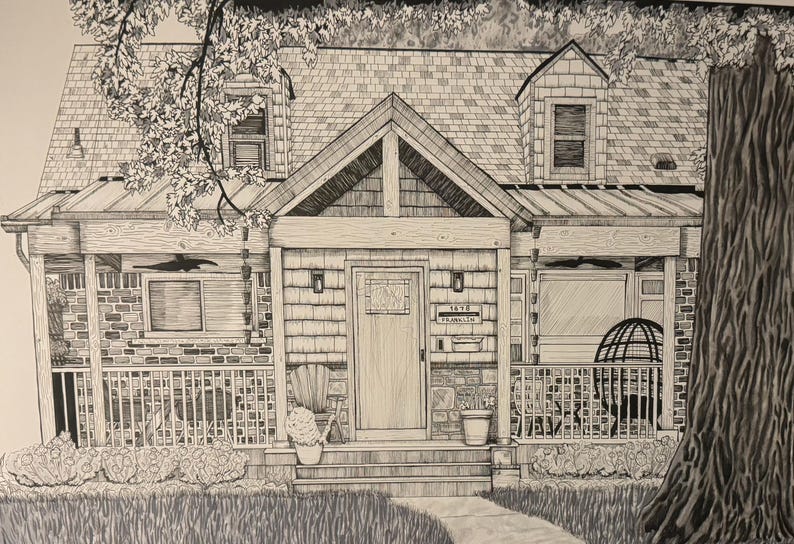 Custom Pen and Ink House Portrait - Etsy