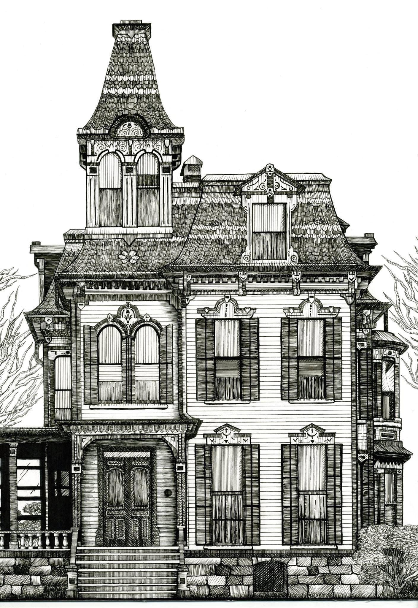 Custom Pen and Ink House Portrait - Etsy