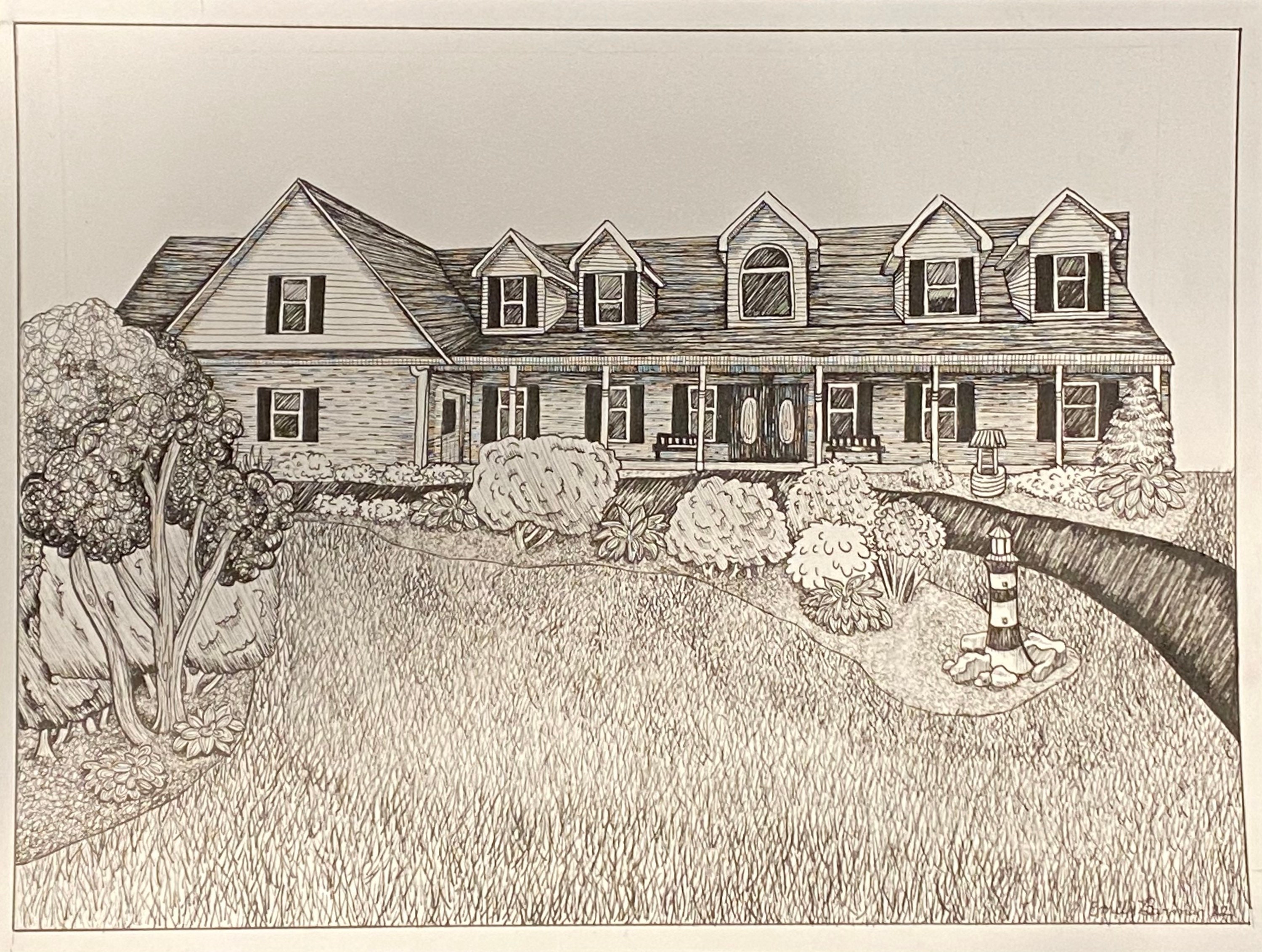 Custom Pen and Ink House Portrait - Etsy