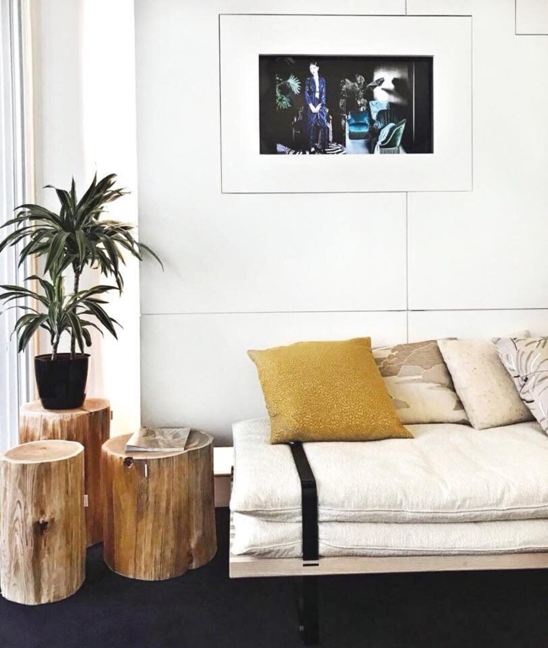 Set of 3 Tree Trunk Tables, Wooden Side Table, Stool, Log, Side Table ...