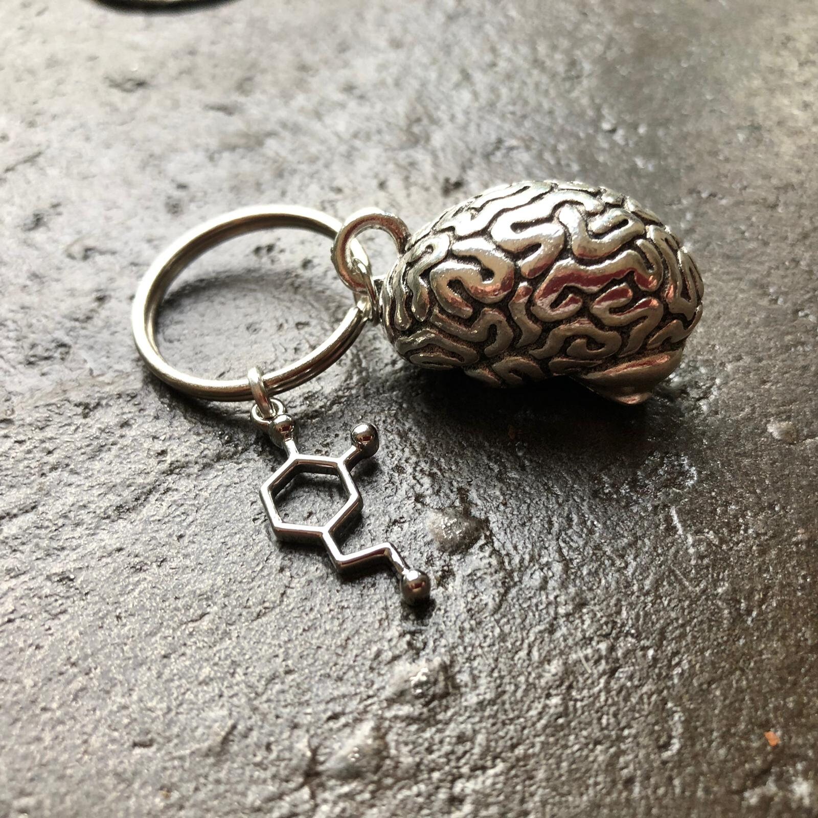 3D Brain and Dopamine Neurotransmitter Key Ring // | Etsy UK