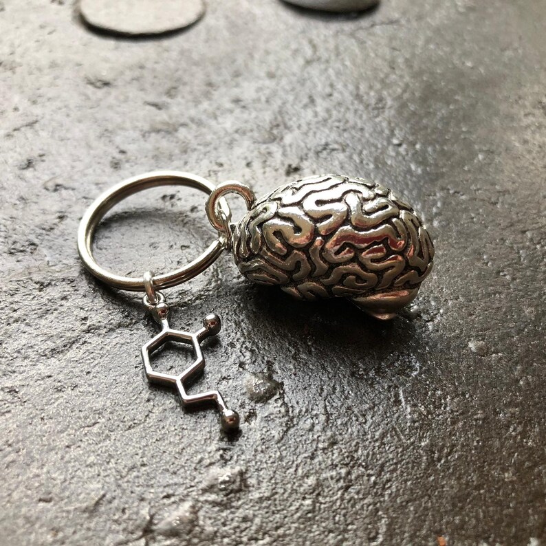 3D Brain and Dopamine Neurotransmitter Key Ring // Neuroscience ...