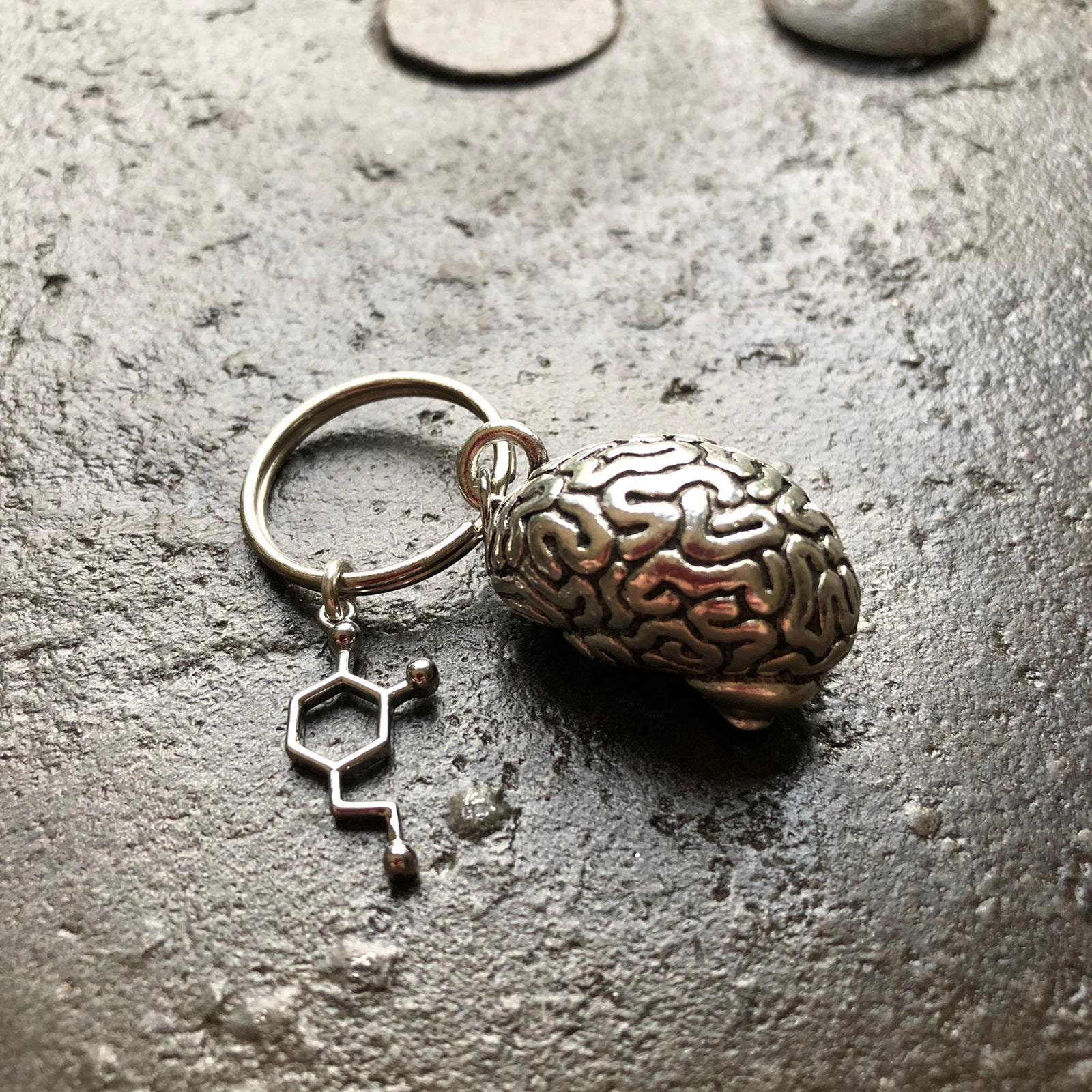 3D Brain and Dopamine Neurotransmitter Key Ring // | Etsy UK