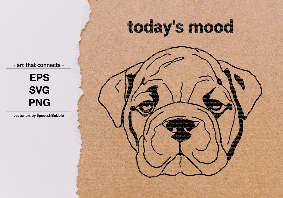 Bulldog Svg, Today's Mood, Gloomy Dog, Gloomy Mood, Dog Pet Portrait ...