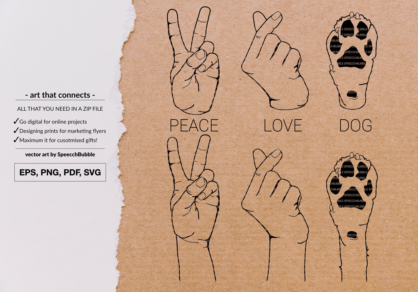 Peace Love Dog Paw Svg Png, Human Peace Hand Sign Svg, Korean Heart ...