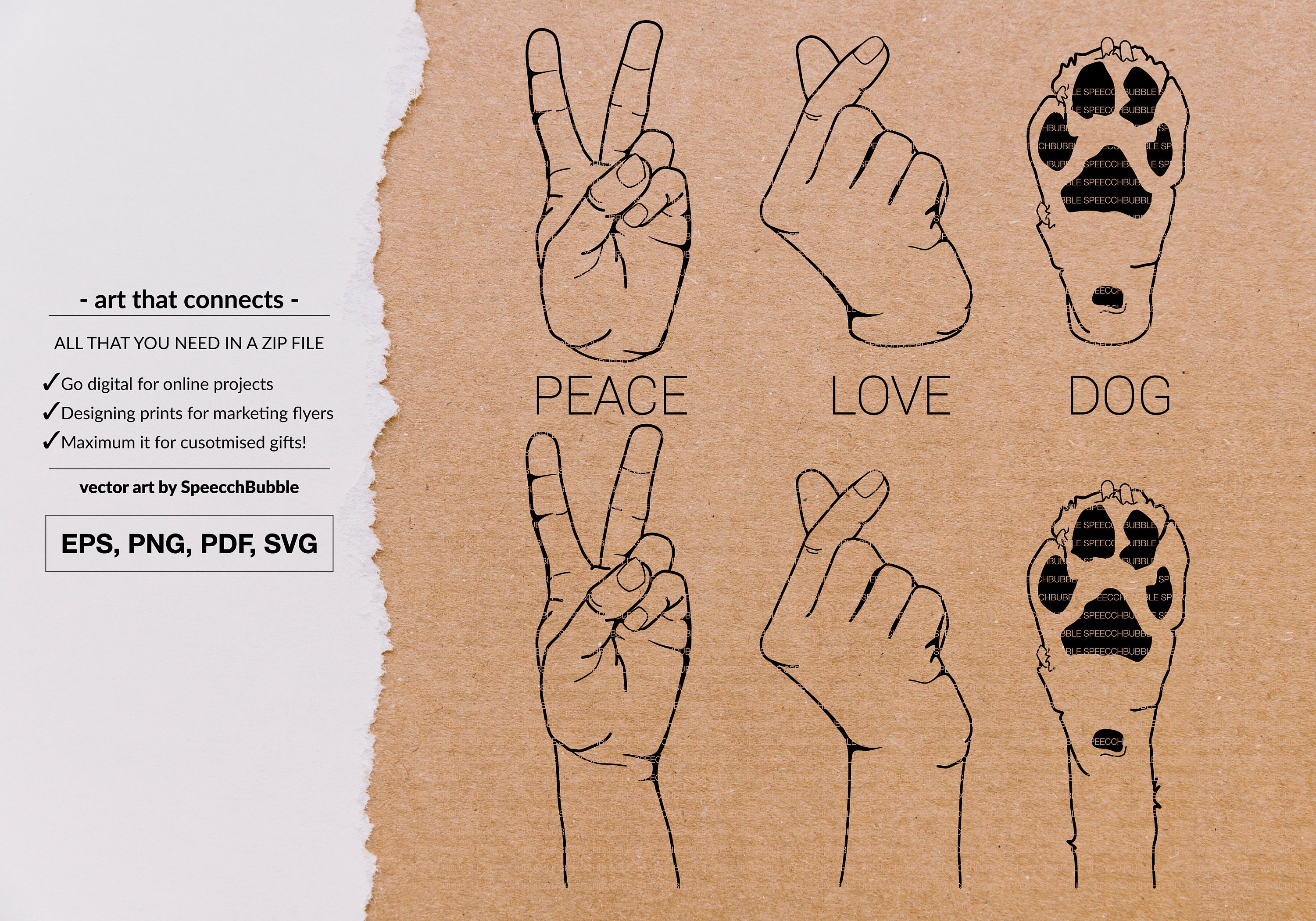 Peace Love Dog Paw Svg Png, Human Peace Hand Sign Svg, Korean Heart ...