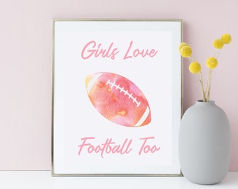 Girls Football Decor / Printable Sports Party Decorations / | Etsy