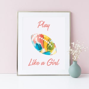 Girls Football Decor / Printable Sports Party Decorations / Girl Sports ...