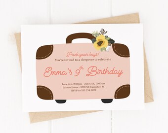 Suitcase Birthday Invitation - Etsy