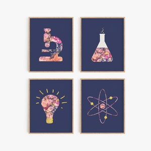 Science Art, Navy Blue Science Poster, Teacher Gift, Biology Major ...