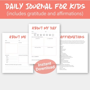 Printable Journal Pages Girl, Daily Journal Download, Kids Affirmations ...