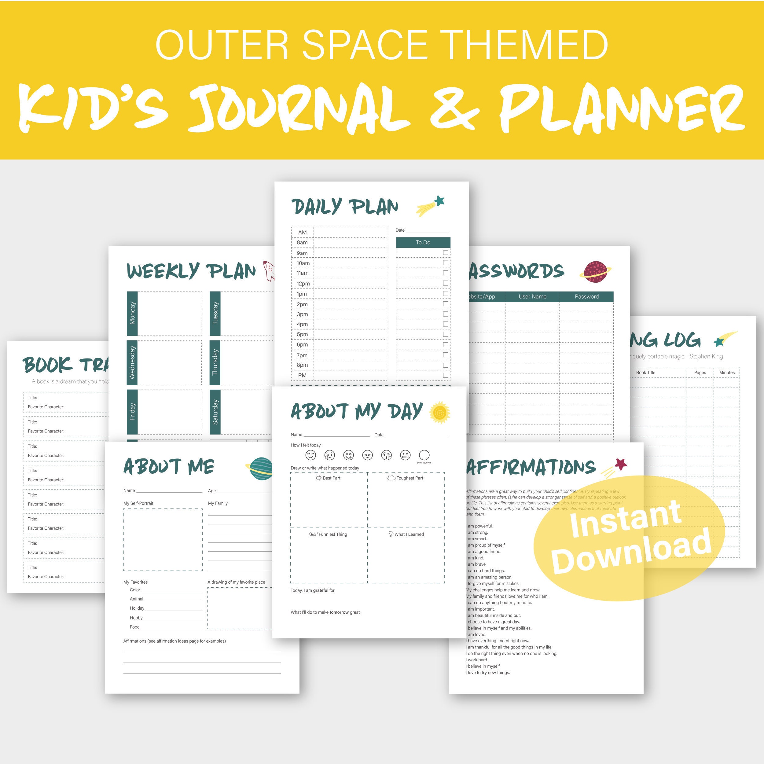 Homeschool planner printable Daily planner pages Kids | Etsy