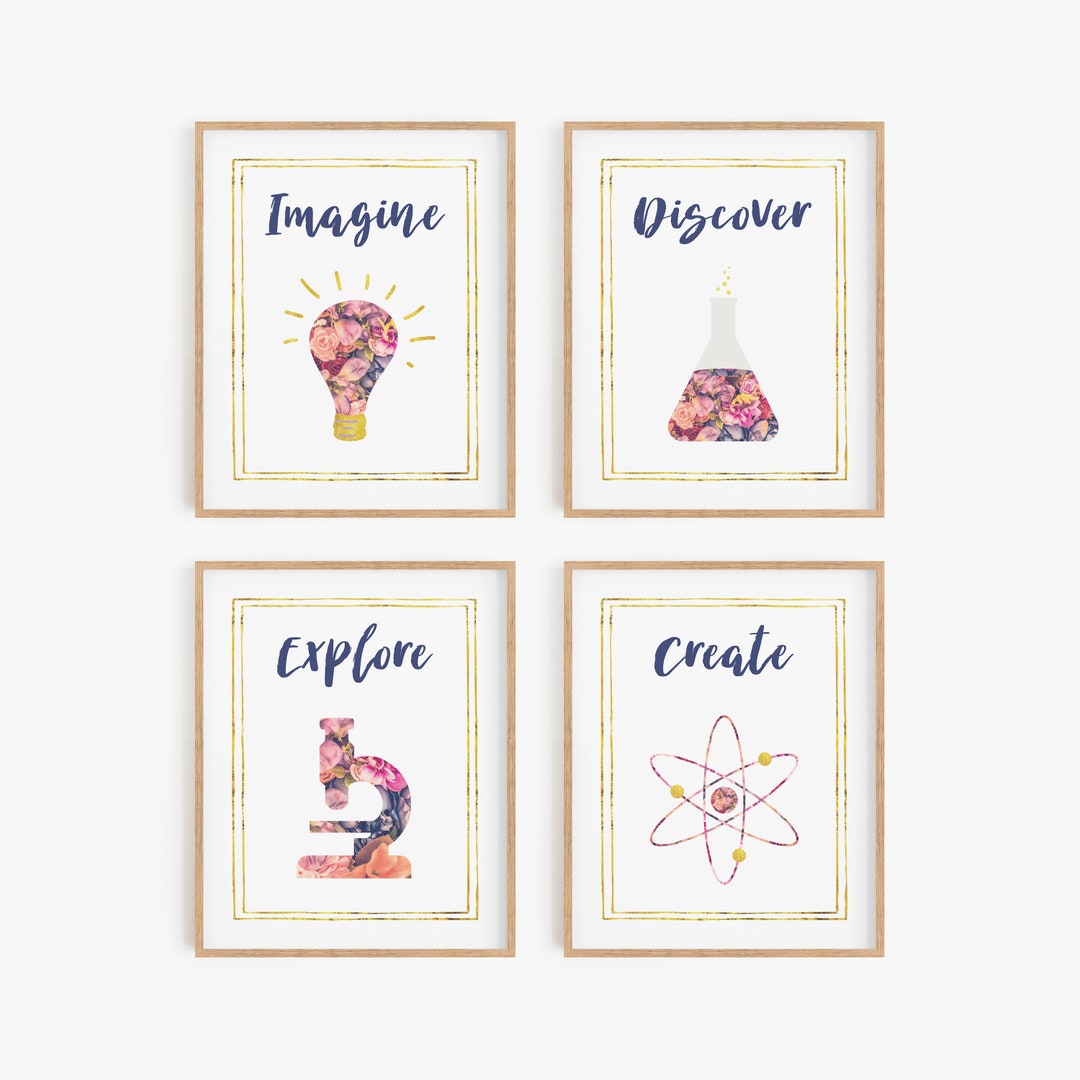 Science Artwork for Girl's Room, Chemistry Art Prints, Cute Science ...