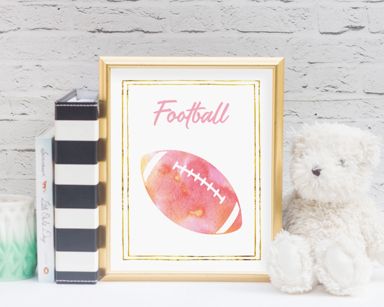 Girls Football Decor / Printable Sports Art / Football | Etsy