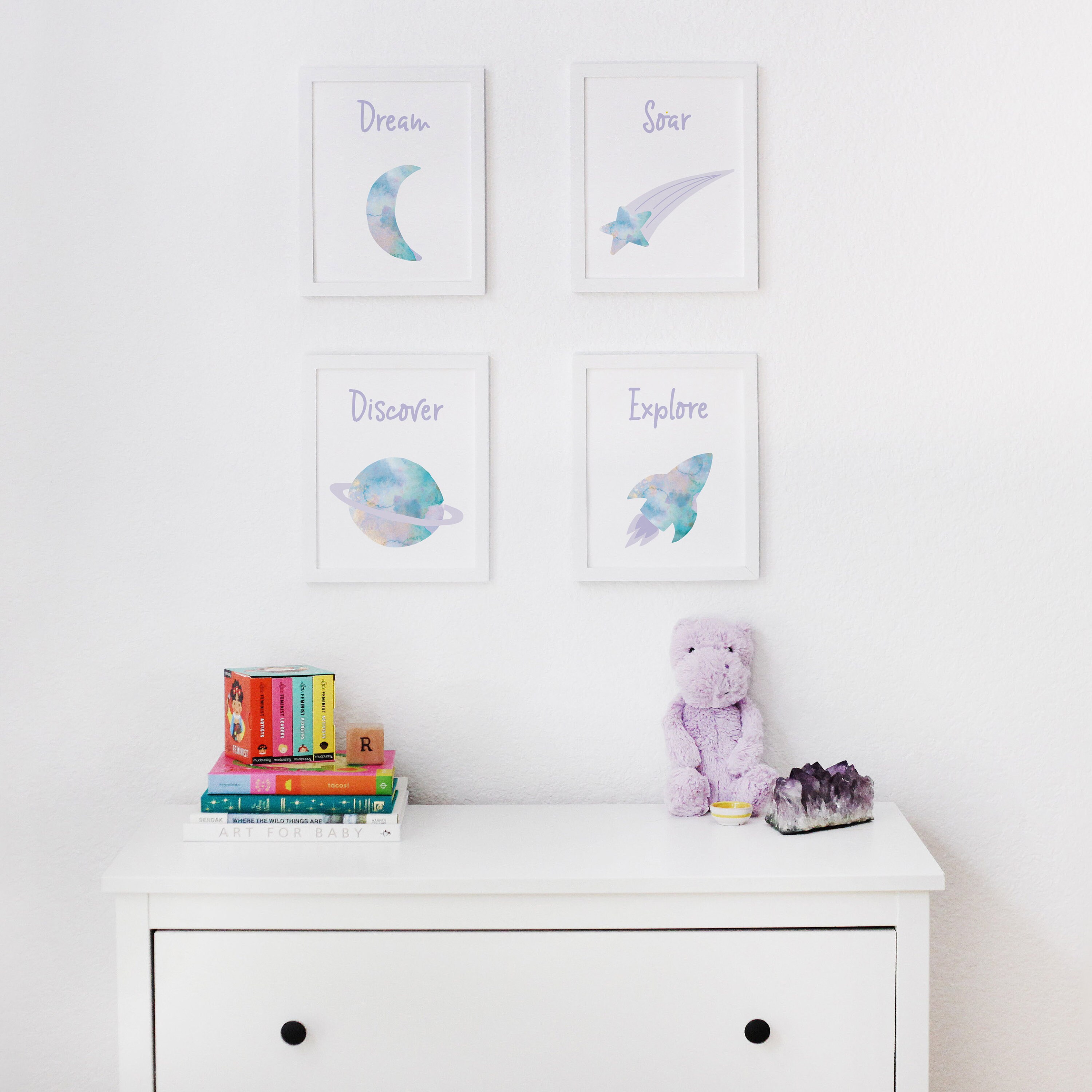 Space Art Kids Room Decor Outer Space Nursery Little Girl - Etsy