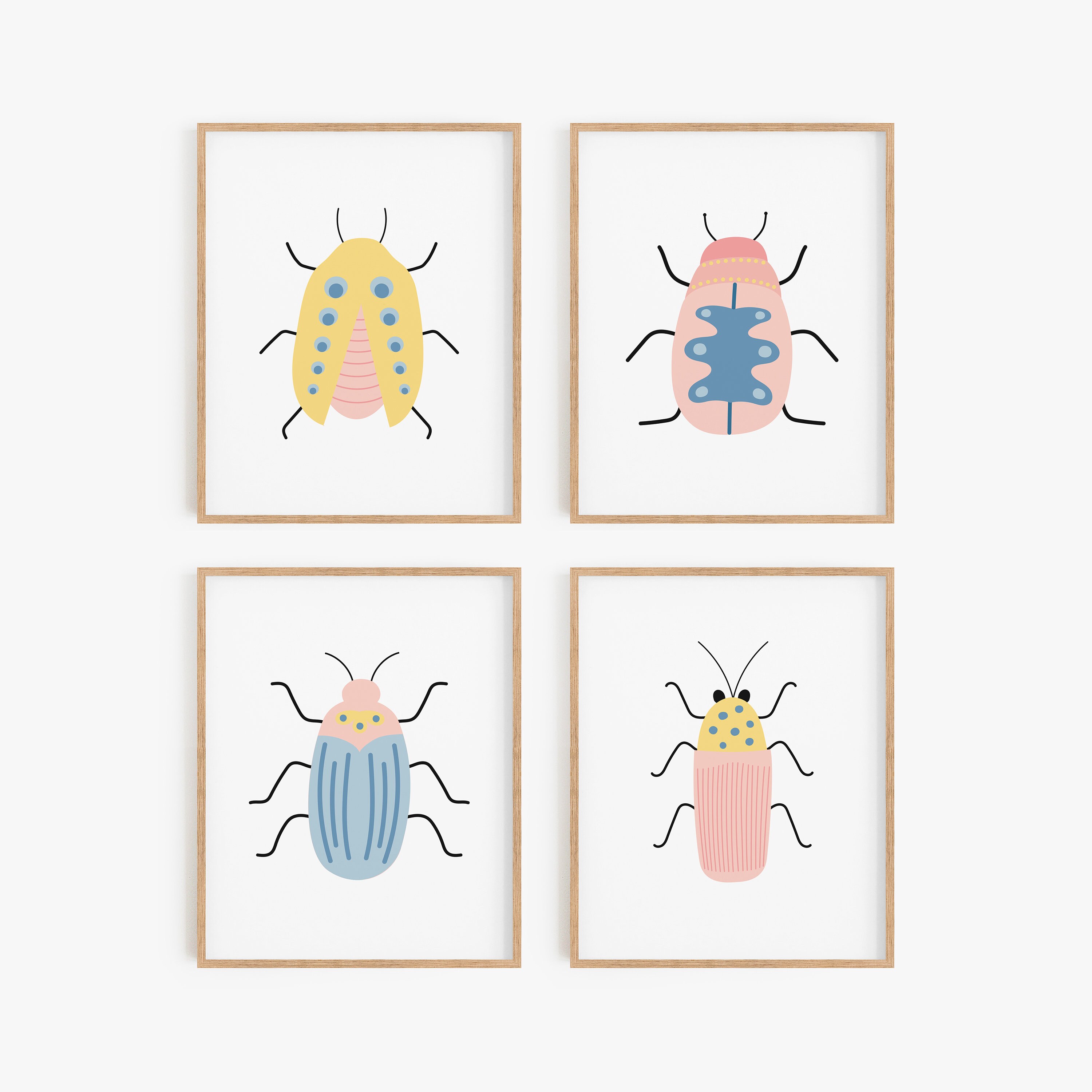 Bugs Wall Decor Beetles Print Set Colorful Girls Room Decor - Etsy