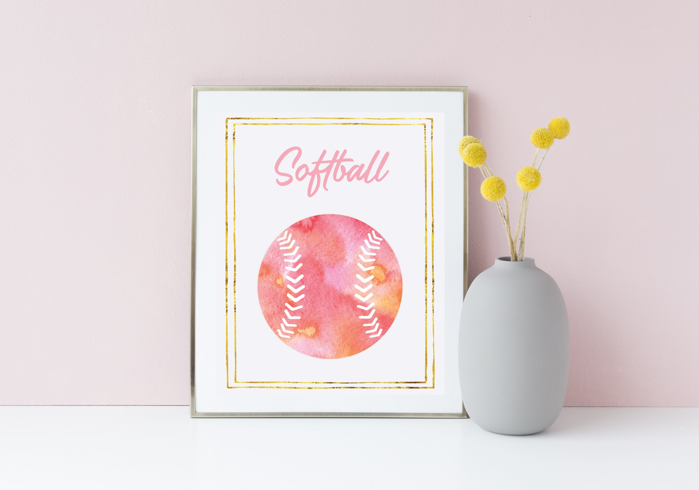Girls Softball Decor / Printable Sports Art / Softball Decorations for ...