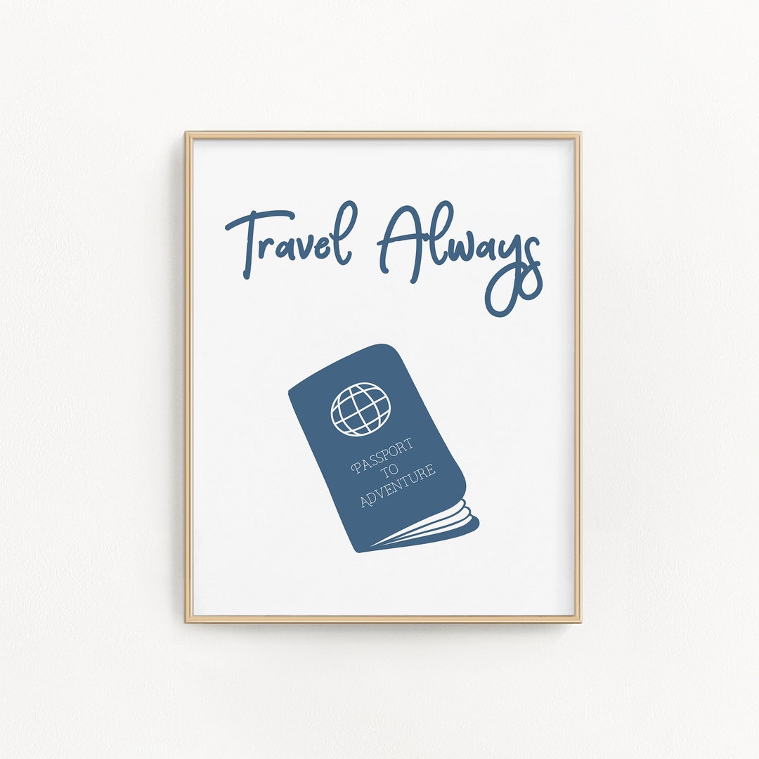 Travel Poster Featuring Navy Blue Passport Illustration and ...