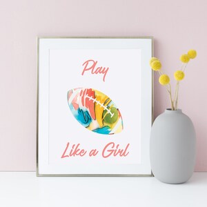 Girls Football Decor / Printable Sports Party Decorations / Girl Sports ...